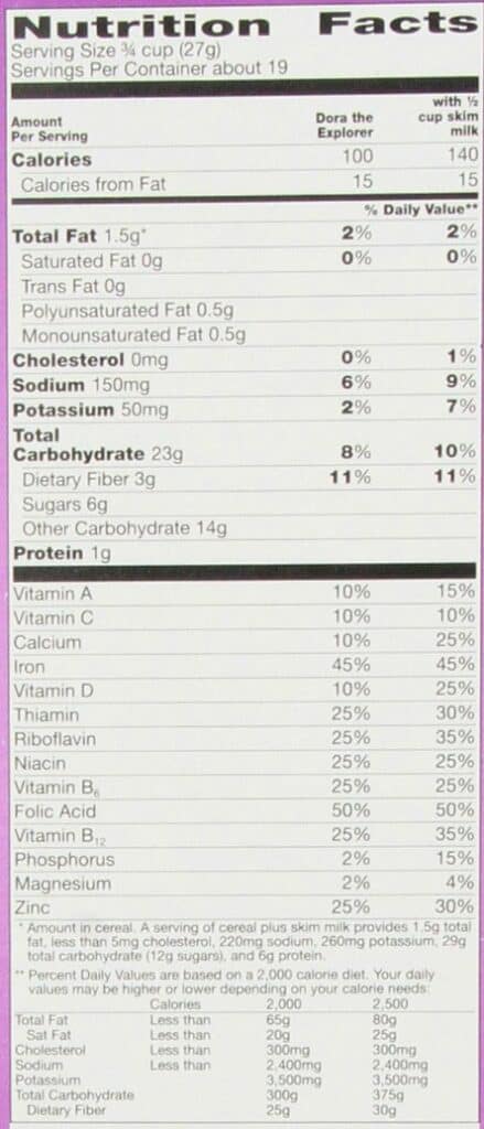 Is Dora The Explorer Cereal Healthy? Ingredients & Nutrition Facts ...
