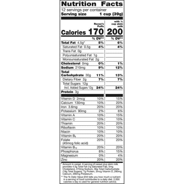 Is Reese's Puffs Cereal Healthy? Ingredients & Nutrition Facts - Cereal ...
