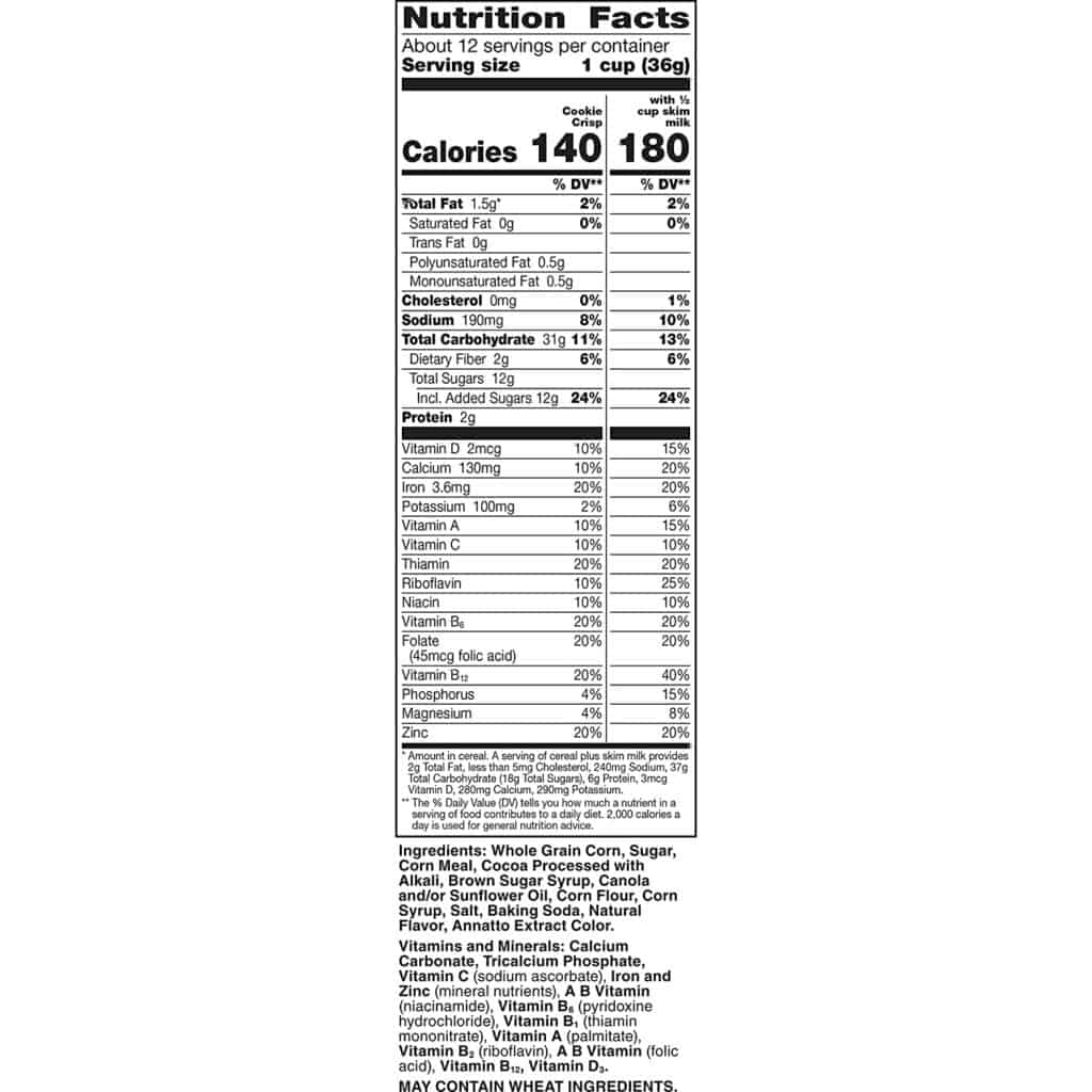 Is Cookie Crisp Cereal Healthy? Ingredients & Nutrition Facts - Cereal ...